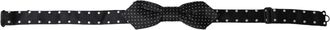 Dolce & Gabbana Black Silk Polka Dot Adjustable Neck Men Papillon Bow Tie