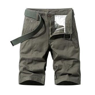 Generic Pantalon cargo d&eacute;t&eacute; d&eacute;contract&eacute; pour homme, grande taille, couleur unie, 2026, vert militaire, 33W