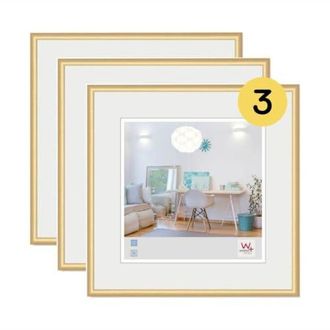 Walther Design New Lifestyle Lot de 3 Cadres Photo, Dor&eacute;, 20 x 20 cm
