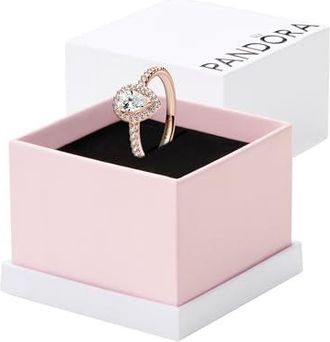 Pandora Pandora Timeless Bague en métal plaqué or rose 14 carats avec zircones cubiques transparentes, taille 52