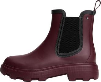 Tommy Hilfiger Bottes Low Boot Femme Flag Ankle Warm Lining Bottes de Pluie, Rouge (Rosewood Brown), 37