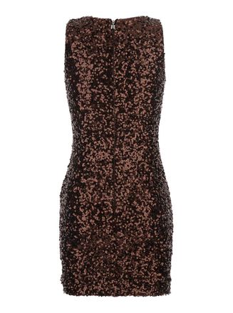 Rotate Womens U-Neck Sequin Dress, Brown