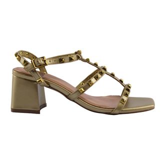 Bibi Lou Femme, Chaussures, Jaune, Taille: 36 EU Sandales en cuir à clous dorés