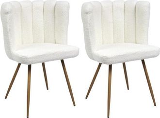 Paris Prix Paris Prix - Lot de 2 Chaises Bouclette Ariel 82cm Blanc