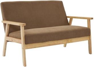 Sweeek Banquette canapé 2 Places en Bois et Tissu Velours côtelé Coloris Taupe. Isak. L 114 x P 69.5 x H 73cm