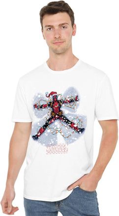 Deadpool Unisex-T-Shirt mit Marvel-Motiv Deadpool Christmas Snow Angel, Wei&szlig;, wei&szlig;, XXL