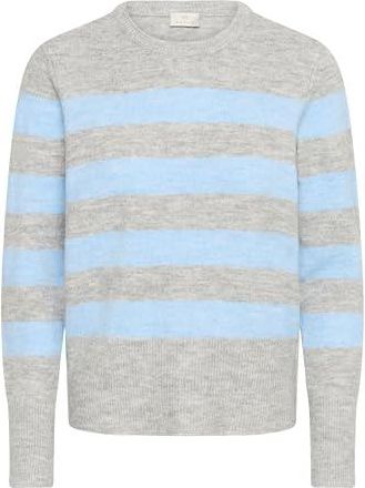 Kaffe Womens Pullover Striped Crew Neck Long Sleeves Regular Fit Melange Knit