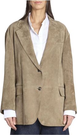 Max Mara Femme, Vestes, Brun, Taille: 38 FR Blazer monopetto in pelle scamosciata