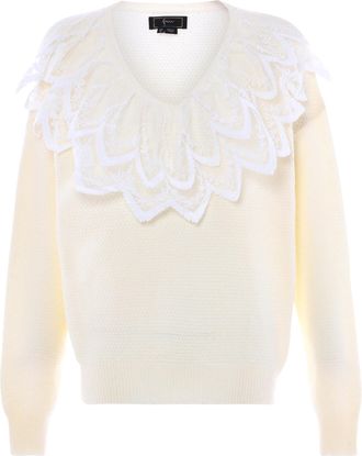 Faina Strickpullover Damen Wollwei&szlig;