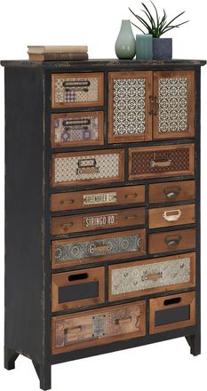 Landscape Kommode, Mehrfarbig, Metall, Kiefer, massiv, 14 Schubladen, 76x119x32 cm, stehend, Wohnzimmer, Kommoden & Sideboards, Kommoden