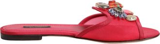 Dolce & Gabbana Rote Verzierte Ballerinas Slip-On Sandalen Schuhe