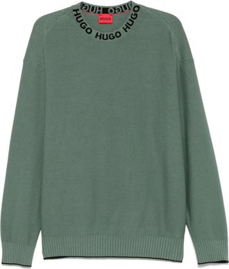 HUGO BOSS pull &agrave; col &agrave; logo - Vert