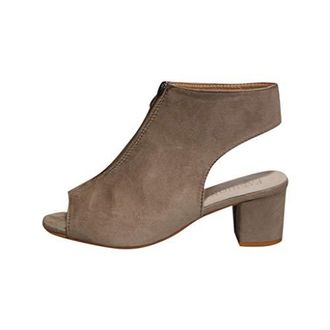 Generic Sandales dété Gladi$ator pour femmes tendance floqué épais talon haut fermeture éclair bout uni chaussures décontractées espadrilles, gris, 40 EU