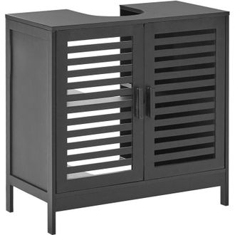 Beliani Waschbeckenunterschrank MISSOULA Bambus 60 cm Schwarz