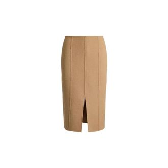 Ralph Lauren Doppelseitiger Wollmischungs-Bleistiftrock in Kniel&auml;nge - - Skirts - Damen - Beige - 3XS