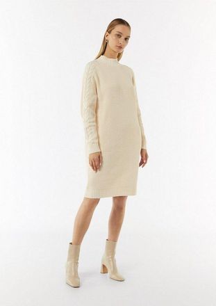 Comma Minikleid Kleid Kurzes Strickkleid mit Zopfmuster am Ärmel