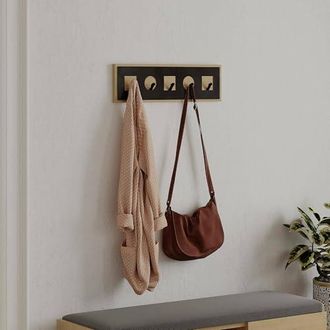 Dmora Garderobe/Kleiderbügel Isildur, Kleiderhalter, Wand-Kleiderständer-Struktur, Wandgarderobe, 54x2 h16 cm, Eiche