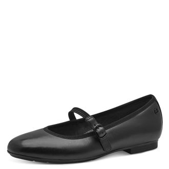 Tamaris Comfort Damen Ballerinas aus Leder mit Klettverschluss, Schwarz (Black), 39 EU