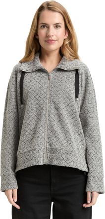 Tom Tailor Damen 1049011 Loose Fit Sweatjacke mit Stehkragen, 39179-Black White Argyle Structure, M