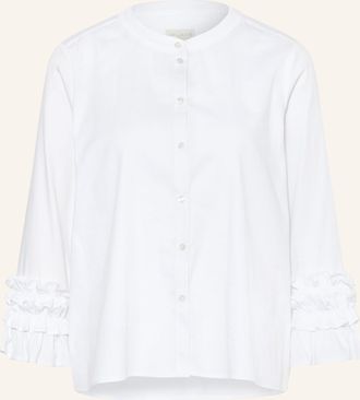 Milano Milano Italy Bluse Mit 3/4-Arm Und R&uuml;schen weiss