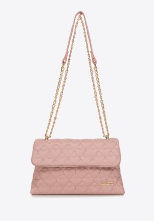 Wittchen Mini-Handtasche f&uuml;r Damen, gesteppt mit Herzen, rosa &Ouml;ko-Leder