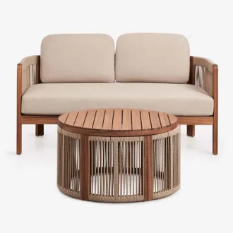 Sklum Gartenset mit 2-Sitzer-Sofa und Couchtisch aus Akazienholz Serel Akazie Braun