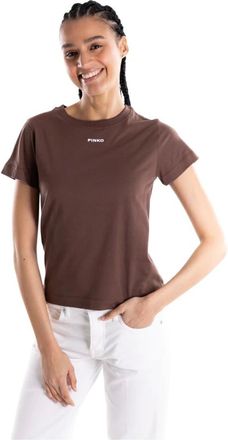 Pinko Pinko, Femme, Tops, Brun, Taille: 40 FR T-shirt &agrave; logo