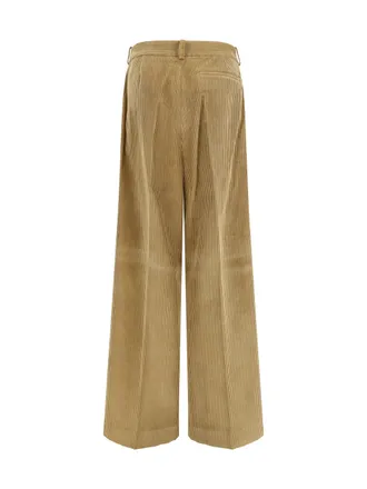 R&oacute;he Womens Corduroy Pants Beige Cotton Trousers