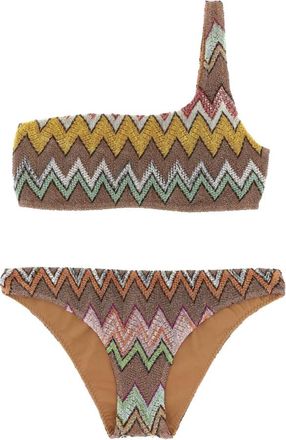 Missoni Femme, Maillots de bain, Multicolore, Taille: 40 FR Bikini une &eacute;paule avec macro zigzag