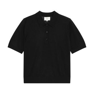 Loulou Studio Femme, Tops, Noir, Taille: 38 FR Polo Fine &agrave; Manches Courtes