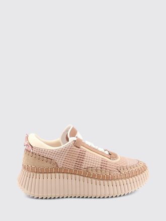 Chlo&eacute; Baskets &agrave; plateforme Nama en cuir et mesh avec coutures contrastantes