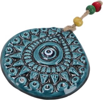 Guru Shop Keramik Schutzauge, Boho Wandschmuck - Tropfen, 9x9x0 cm