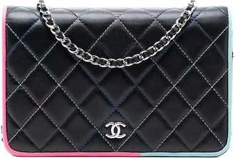 Chanel Hobo Bags - CC Quilted Lambskin Multicolor Border Full Flap Wa - Gr. unisize - in Schwarz - f&uuml;r Damen