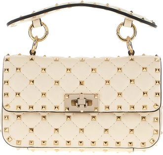 Valentino Garavani Femme, Sacs, Beige, Taille: ONE Size Small Rockstud Spike Nappa Bag