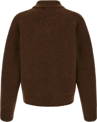 Ami Alpaca-Wool Knit Polo - Brown