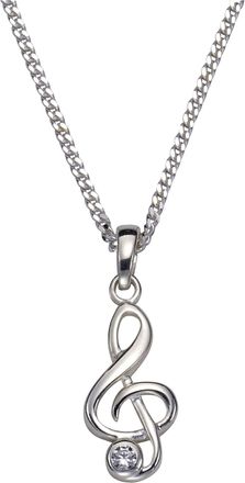 Zeeme Silber Halskette Silber 925 rhodiniert Notenschl&uuml;ssel mit Zirkonia wei&szlig;