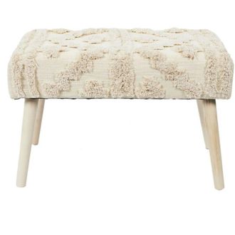 The Home Deco Factory The Home Deco Factory - Banc 60x32x40 cm en avec d&eacute;tails en fourrure &eacute;cru et naturel