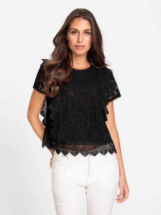 Heine Klassische Bluse Spitzen-Bluse Kurzarm
