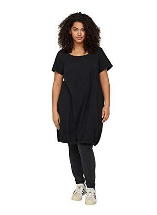 Zizzi Robe en coton à manches courtes pour femme, grandes tailles, tailles 42-56, Noir, 58-60 Große Größen