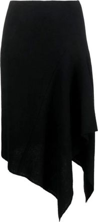 Dries Van Noten Femme, Jupes, Noir, Taille: 40 FR Asymmetrical Hem Midi Skirt