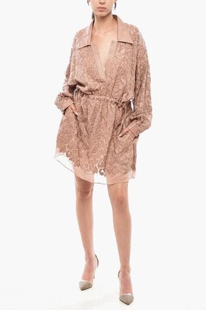 Stella McCartney Silk Shirt Dress With Animal-Print, Eco-Leather Details And Open Back Stella McCartney