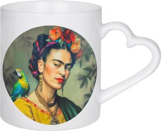 artboxONE Herztasse Frida Vogel Liebe von Carina - Herztasse Floral