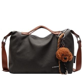 Generic Sac fourre-tout en toile pour femme avec sangle r&eacute;glable pour le travail et les voyages (gris)