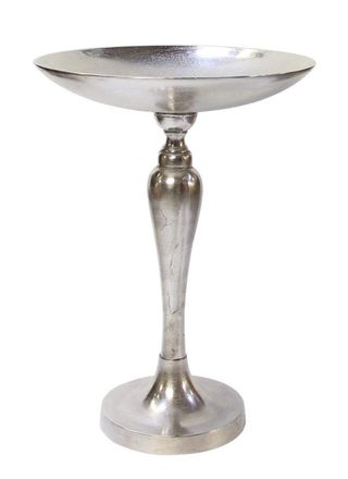 Kaheku Schale auf Fu&szlig; Cameo Aluminium vernickelt, Durchmesser 37 cm, H&ouml;he 51 cm 1229000193