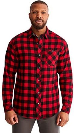 Timberland Woodfort Chemise de Travail en Flanelle Poids Moyen Longue à Bouton dutilité Professionnelle, Carreaux Rouges Classiques, S Homme