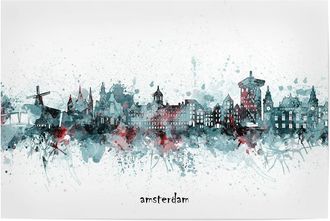 artboxONE Poster 45x30 cm Städte Amsterdam Skyline Artistic Grey - Bild Amsterdam Amsterdam Skyline Architecture