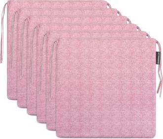 Brandsseller 6er Set Sitzkissen 40x40 cm in changierender Optik - Bequeme Stuhlauflagen mit Bindebändern & abnehmbarem Bezug - Dekorative Sitzpolster für drinnen u