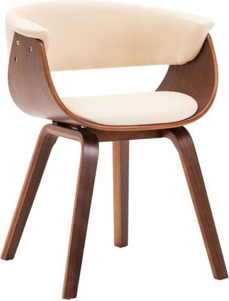 vidaXL Esszimmerstuhl Creme Bugholz und Kunstleder - Vidaxl