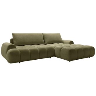 Vente-Unique Canap&eacute; dangle droit convertible en tissu chenille vert FARNETA