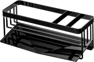 Yamazaki Tableware Yamazaki 5017 Tower Abtropfgestell f&uuml;r Schw&auml;mme und Seifenspender, schwarz, Stahl, Minimalistisches Design, 25 x 10 x 9,5 cm (LxBxH)